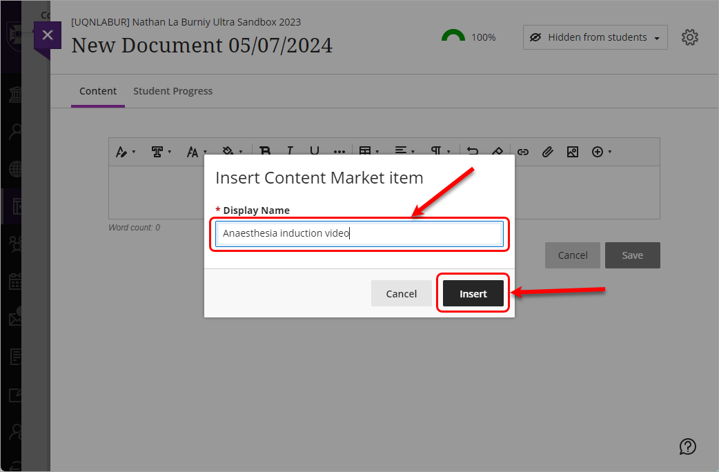 Embed EchoVideo to your course (Ultra) - eLearning - University of Queensland